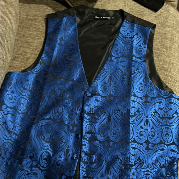 Suits & Blazers | Barry Wang Blue Paisley Vest With Matching Tie | Poshmark